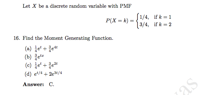 Solved Let X be a discrete random variable with PMF P(X = k) | Chegg.com