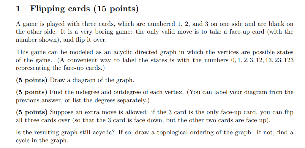 Solved 1 Flipping cards (15 points) A game is played with | Chegg.com