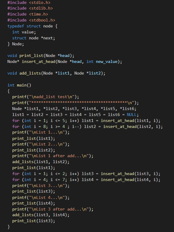 Solved Use C Program Write A Function Void Addlistsnode 