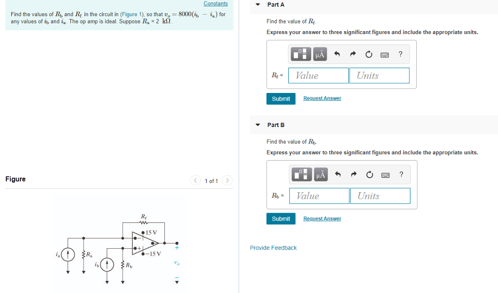 Solved Constants Part A Find the values of Rp and Rr in the | Chegg.com