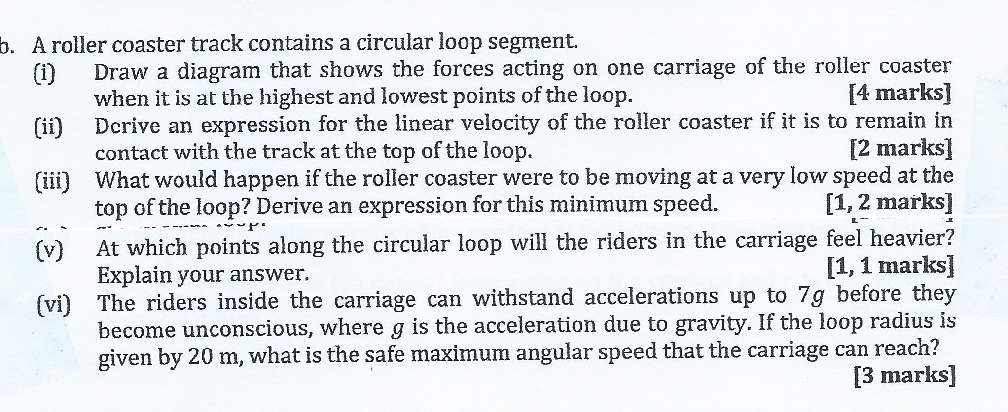 Solved b. A roller coaster track contains a circular loop | Chegg.com