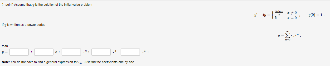 Solved (1 point) Assume that y is the solution of the | Chegg.com