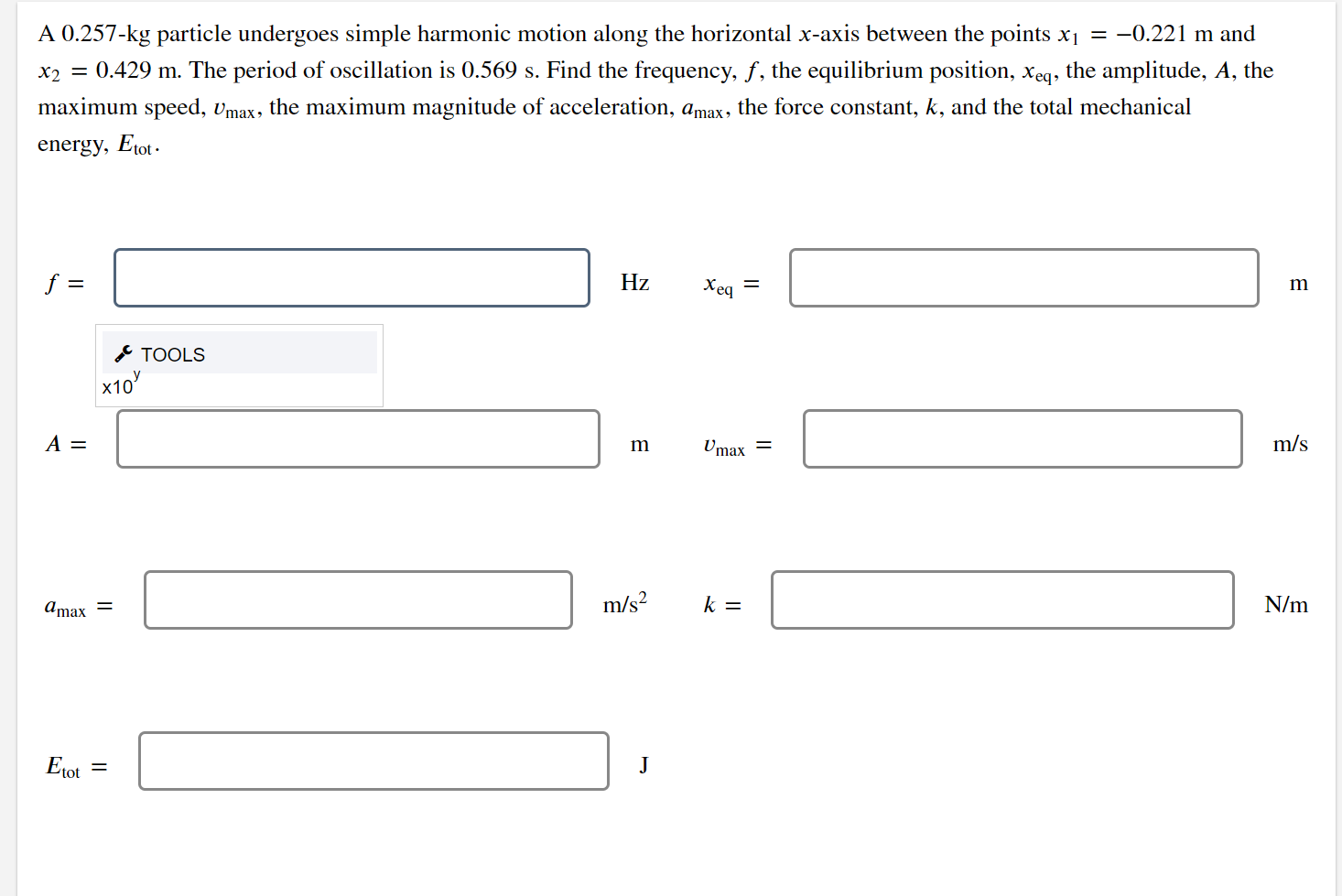 Solved A 0.257-kg particle undergoes simple harmonic motion | Chegg.com