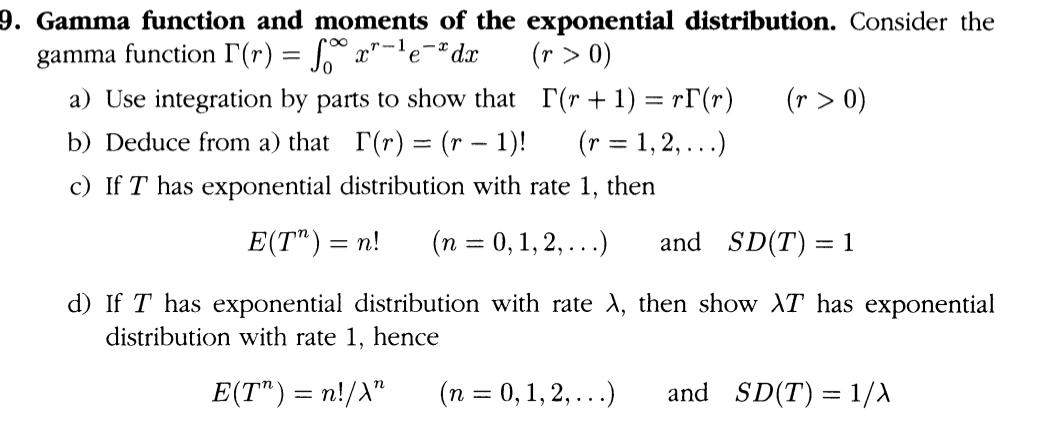 Solved Gamma function and moments of the exponential | Chegg.com