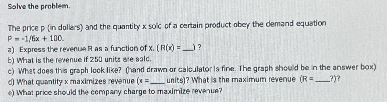 Solved Solve the problem.The price p (in dollars) ﻿and the | Chegg.com