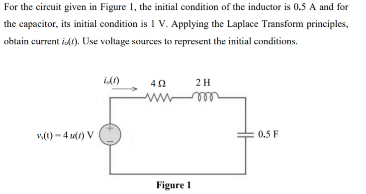 Solved For the circuit given in Figure 1, the initial | Chegg.com