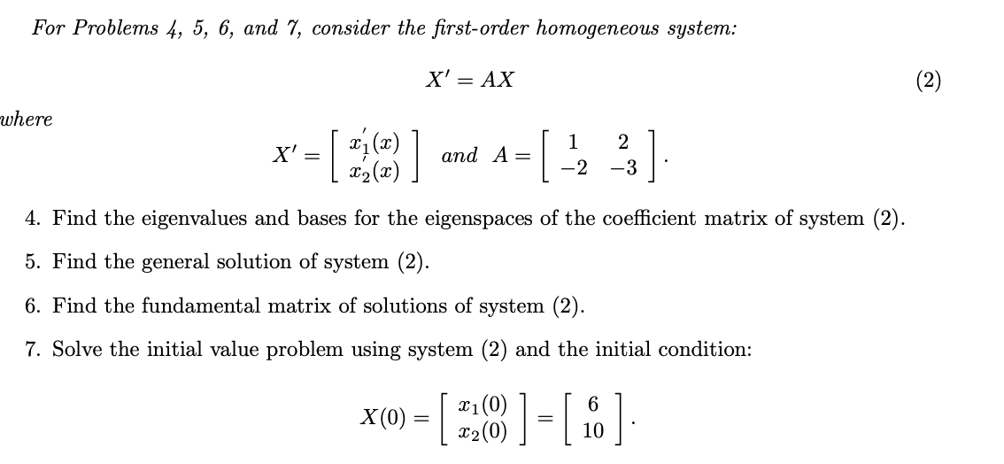 Solved For Problems 4, 5, 6, and 7, consider the first-order | Chegg.com
