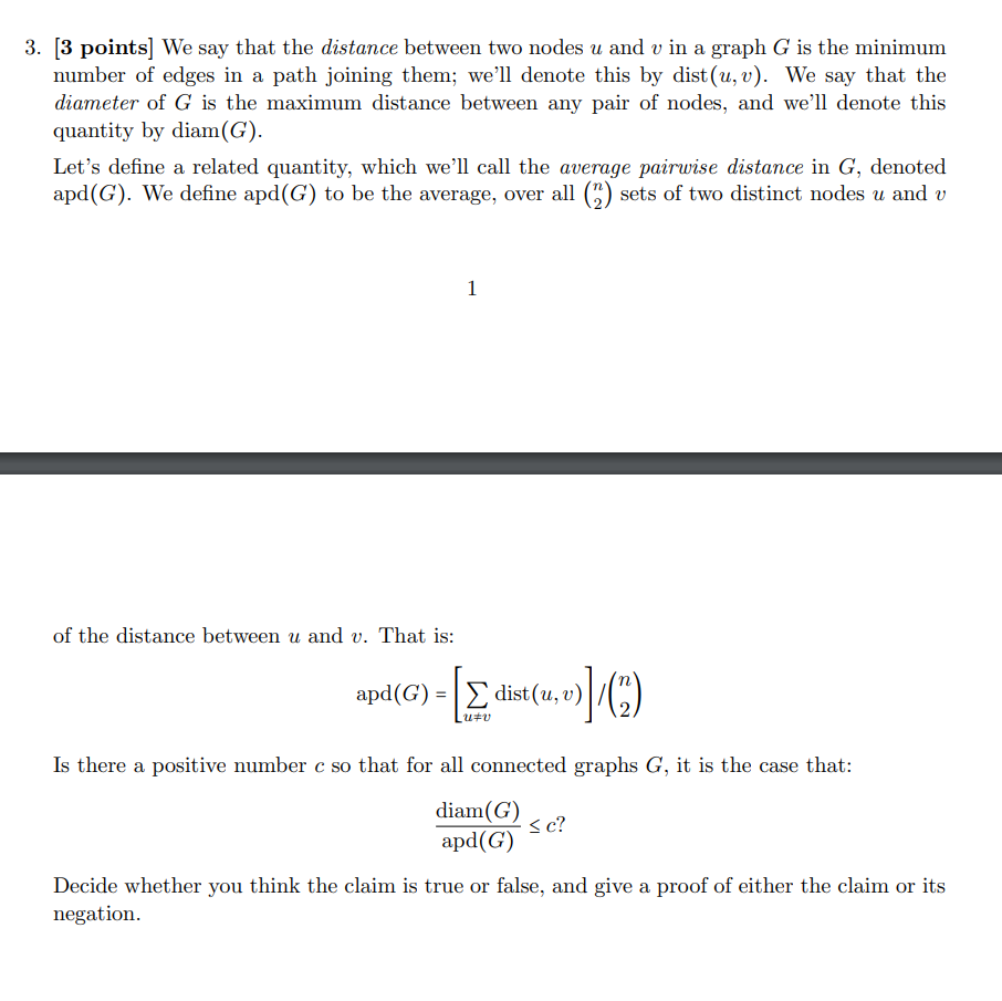 Solved 3. [3 points] We say that the distance between two | Chegg.com