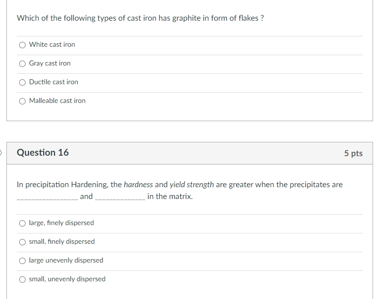 Solved Which of the following types of cast iron has | Chegg.com