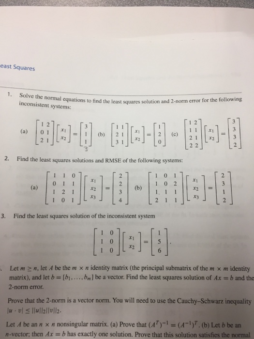 Solved Solve he normal equations to find the least squares | Chegg.com