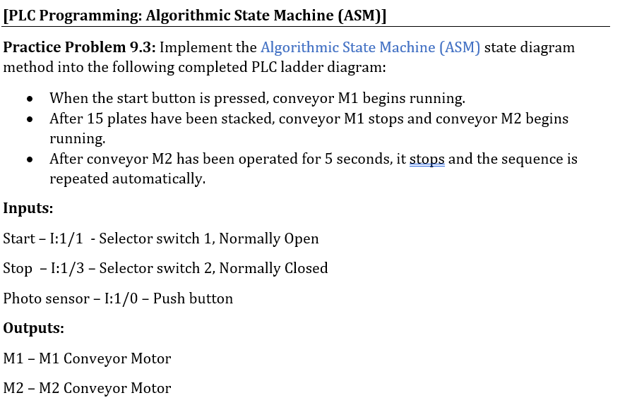 [PLC Programming: Algorithmic State Machine (ASM)] | Chegg.com