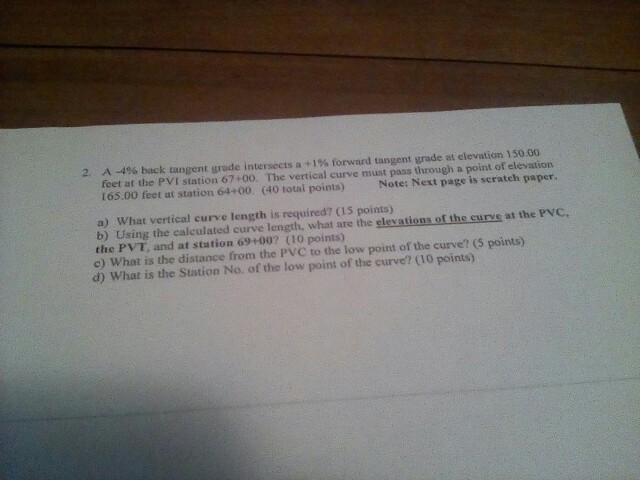 Solved 2 A -496 back tangent crude intersects a +1% forward | Chegg.com