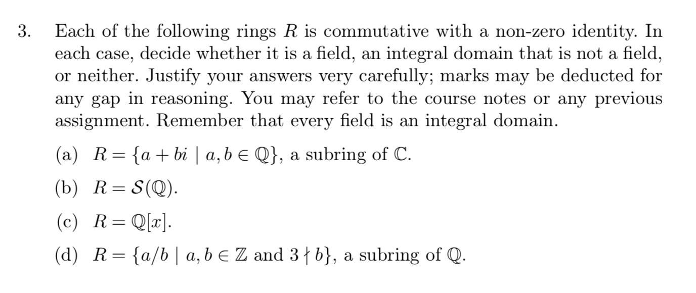 Solved Each of the following rings R is commutative with a | Chegg.com