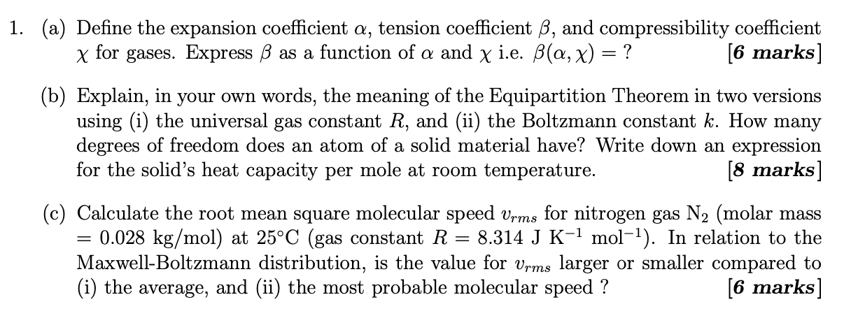 Solved (a) Define the expansion coefficient \\( \\alpha \\), | Chegg.com Solved (a) Define the expansion coefficient \\( \\alpha \\), | Chegg.com