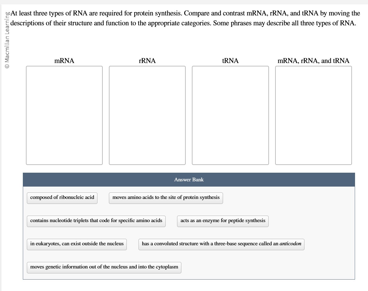 Solved 60 ﻿At least three types of RNA are required for | Chegg.com