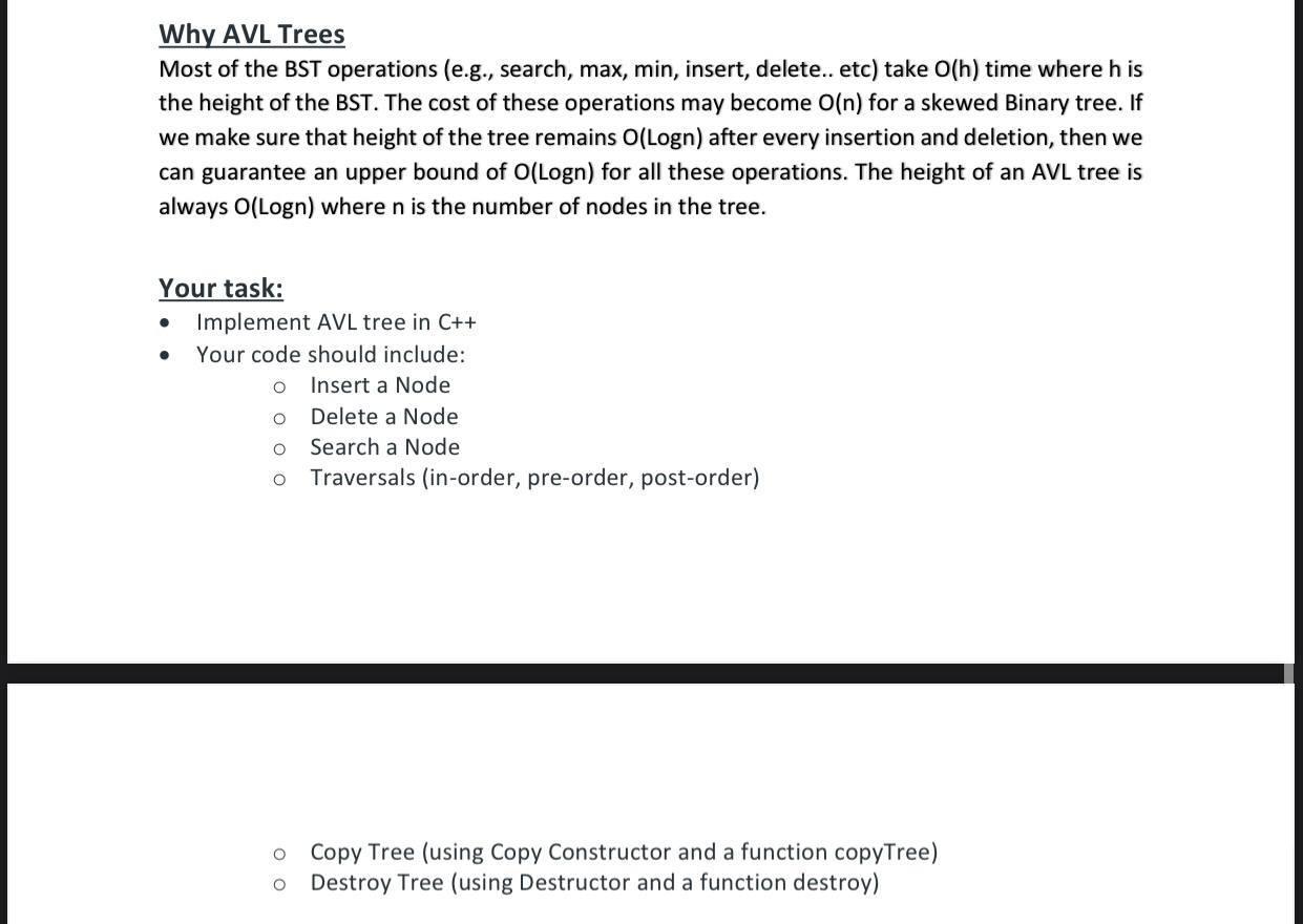 Solved Why AVL Trees Most of the BST operations (e.g., | Chegg.com