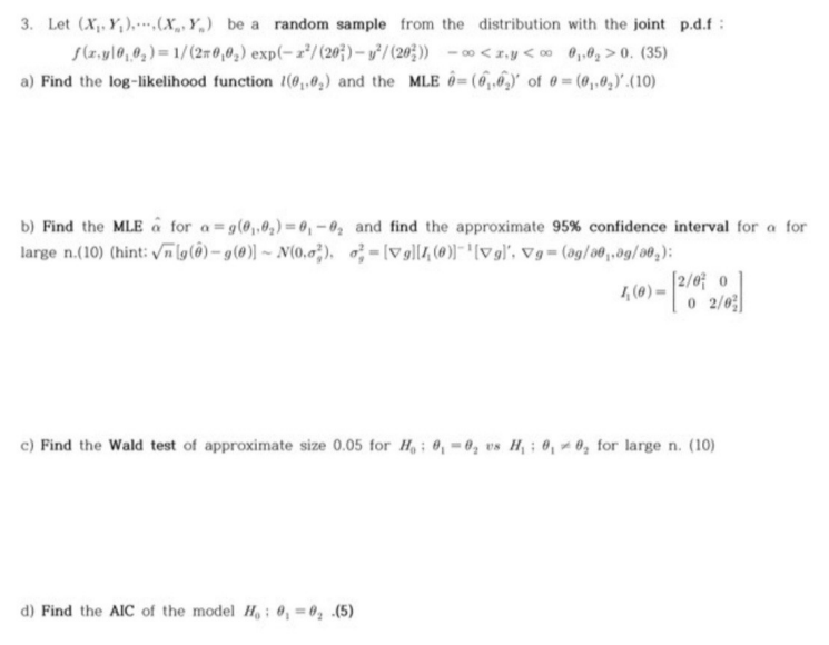 Solved Let (x1,Y1),cdots,(xn,Yn) ﻿be a random sample from | Chegg.com