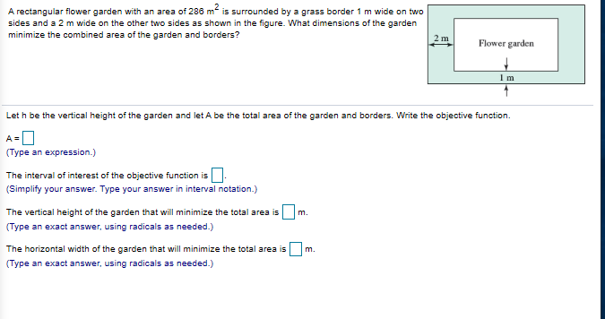 Solved A rectangular flower garden with an area of 286 m is | Chegg.com