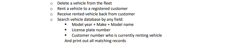 Solved Course Project: Car Rental Application Points: 5 CLO | Chegg.com