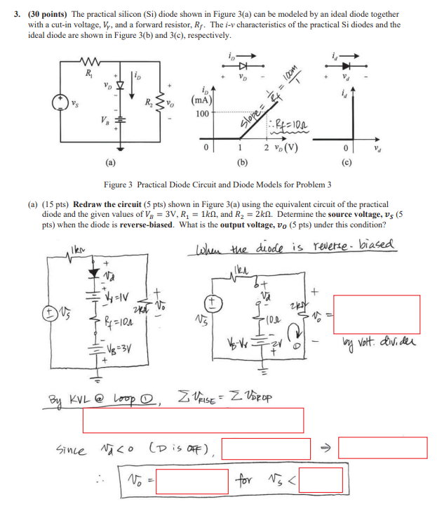Solved The practical silicon (Si) diode shown in Figure 3(a) | Chegg.com