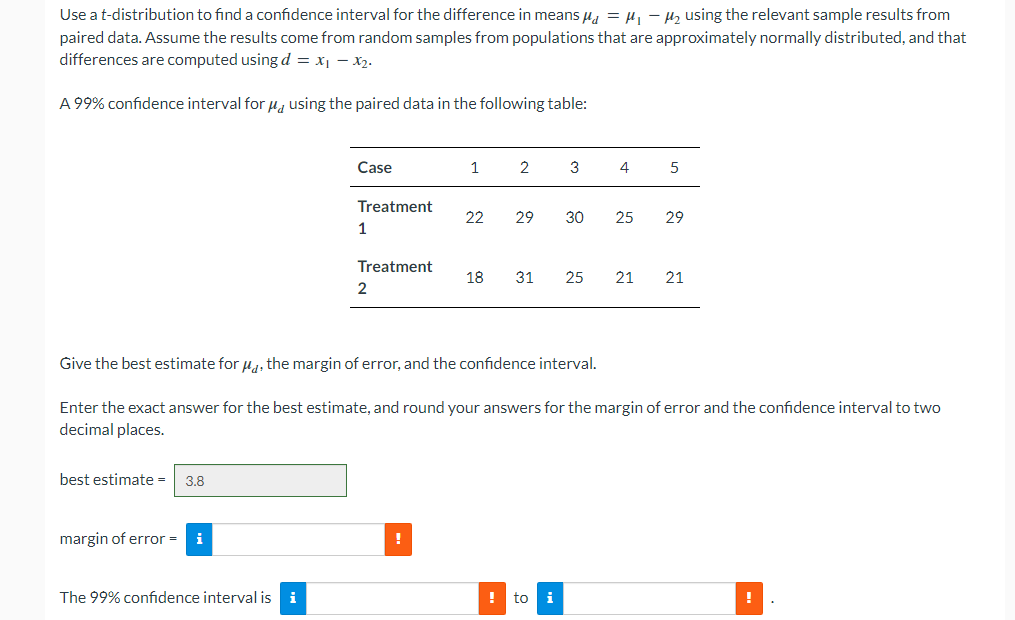 Solved a) Use a t-distribution to find a confidence interval | Chegg.com