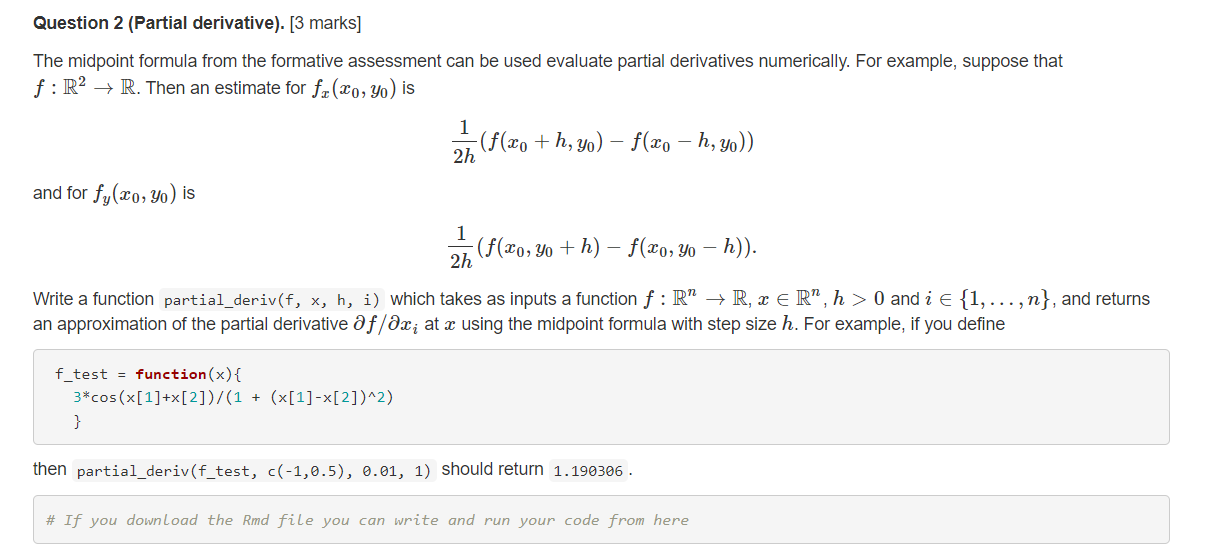Solved Question 2 (Partial derivative). [3 marks] The | Chegg.com