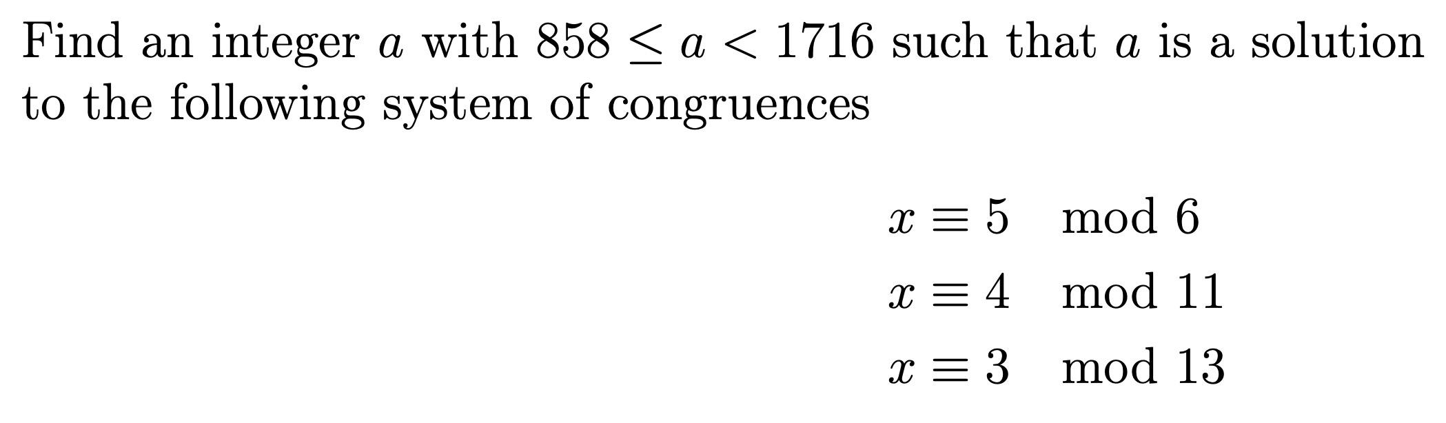 Solved Find an integer a with 858 | Chegg.com