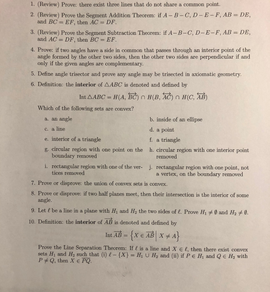 Solved 1. (Review) Prove: there exist three lines that do | Chegg.com