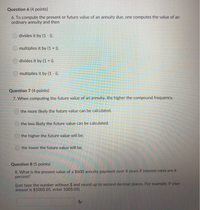 Solved Question 6 (4 points) 6. To compute the present or | Chegg.com Solved Question 6 (4 points) 6. To compute the present or | Chegg.com
