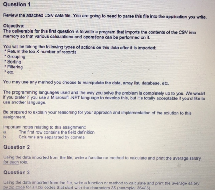 Solved Reading and parsing a CSV file in JavaNOTE: a.) | Chegg.com
