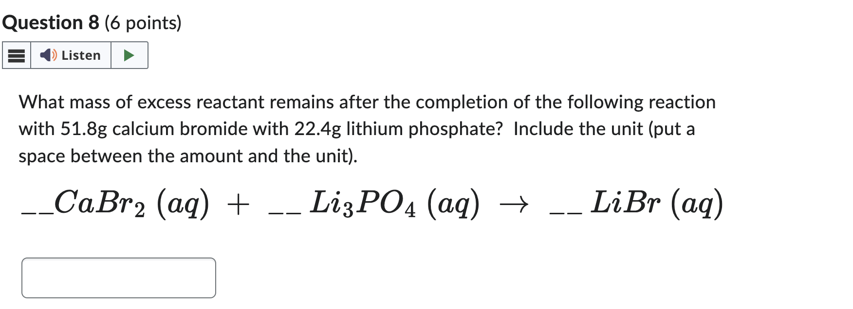 Solved What mass of excess reactant remains after the | Chegg.com