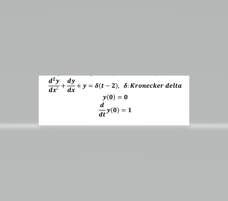 Solved dx2d2y+dxdy+y=δ(t−2),δ: Kronecker delta | Chegg.com
