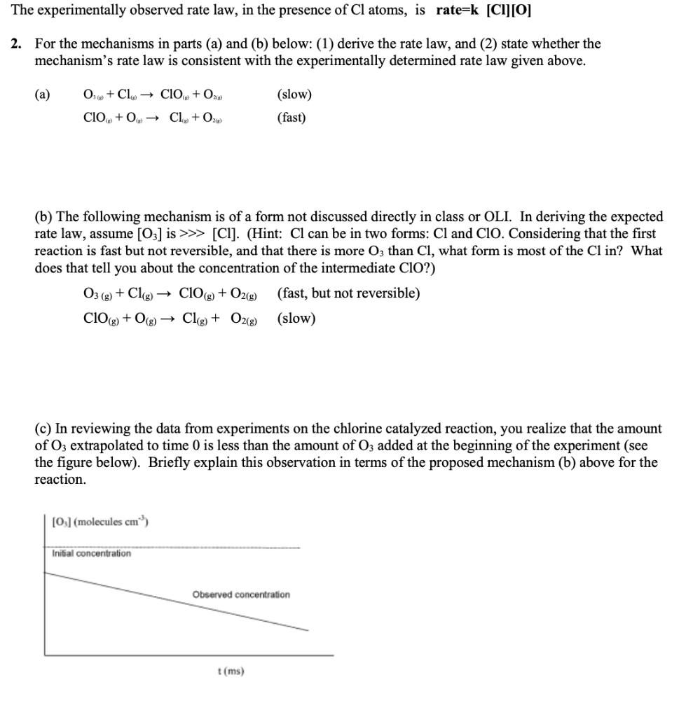 Solved The experimentally observed rate law, in the presence | Chegg.com