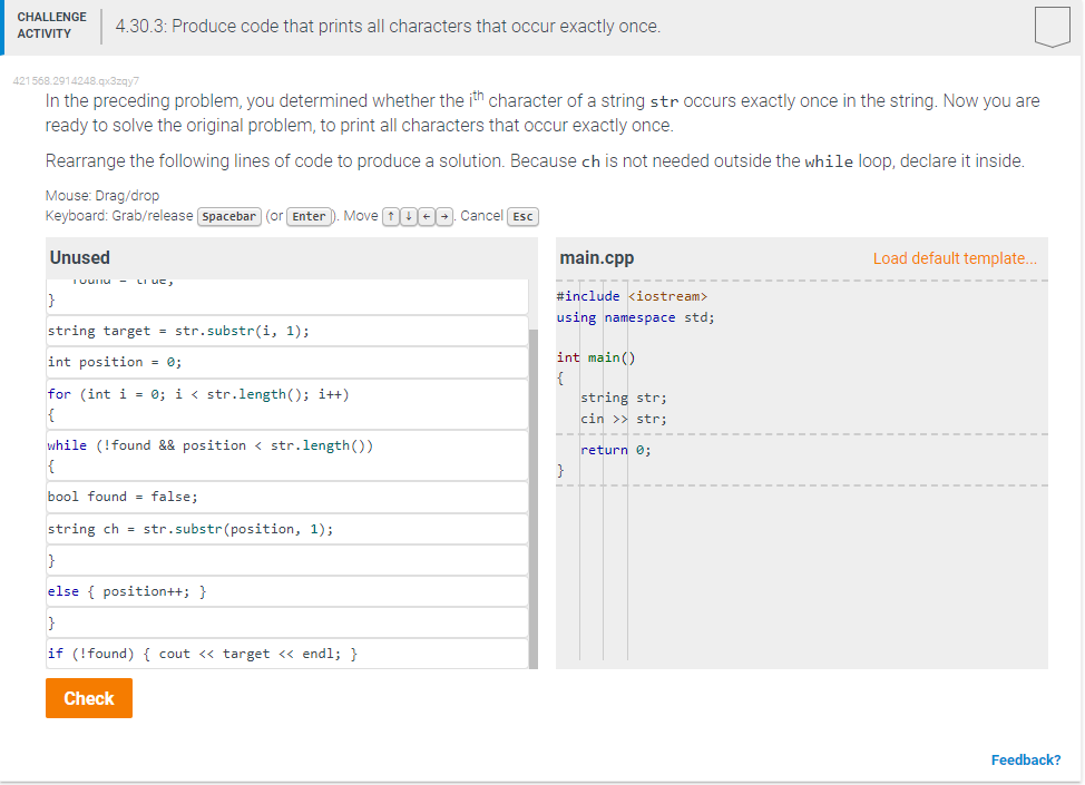 Solved \begin{tabular}{l|l} CHALLENGE & 4.30.3: Produce code | Chegg.com
