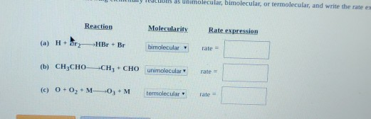 Solved Y TELLUNS as molecular, bimolecular, or termolecular, | Chegg.com