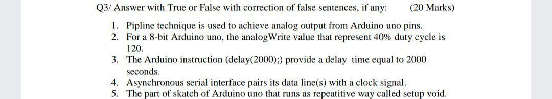 Solved Q3/ Answer with True or False with correction of | Chegg.com