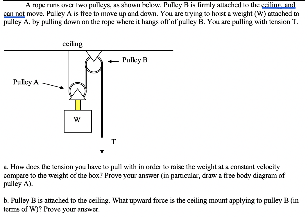 Solved A rope runs over two pulleys, as shown below. Pulley | Chegg.com