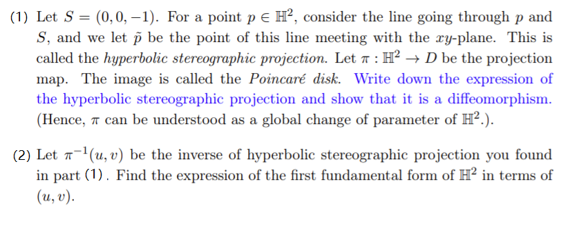 (1) Write down the expression of the hyperbolic | Chegg.com