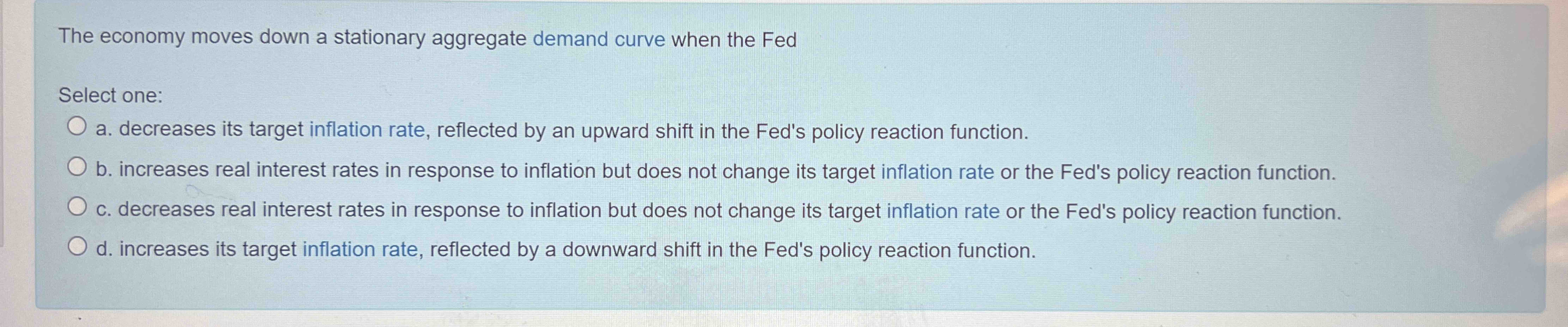 Solved The economy moves down a stationary aggregate demand | Chegg.com
