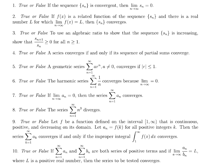 Solved 1. True or False If the sequence {Sn} is convergent, | Chegg.com