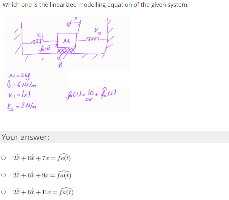 Solved Which one is the linearized modelling equation of the | Chegg.com