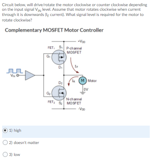 Solved Circuit below, will drive/rotate the motor clockwise | Chegg.com