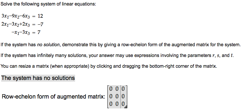 Solved Solve the following system of linear equations: | Chegg.com