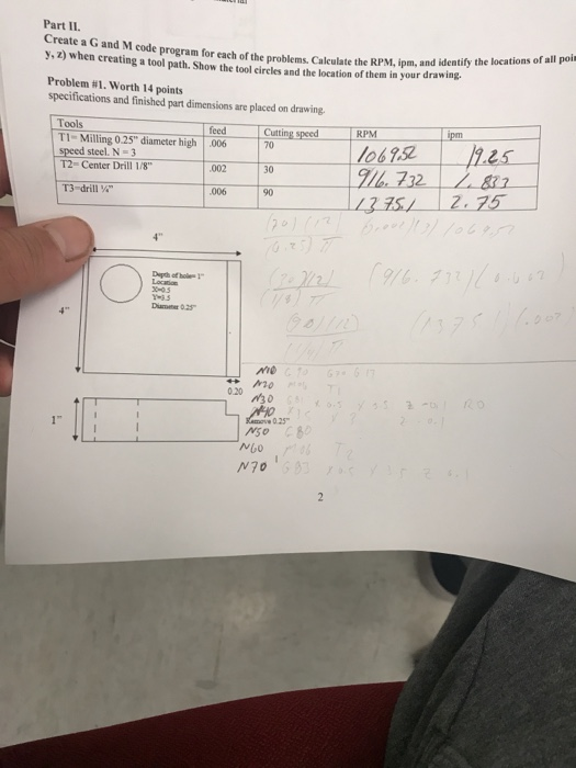 Part II. Create a G and M code program for problems. | Chegg.com