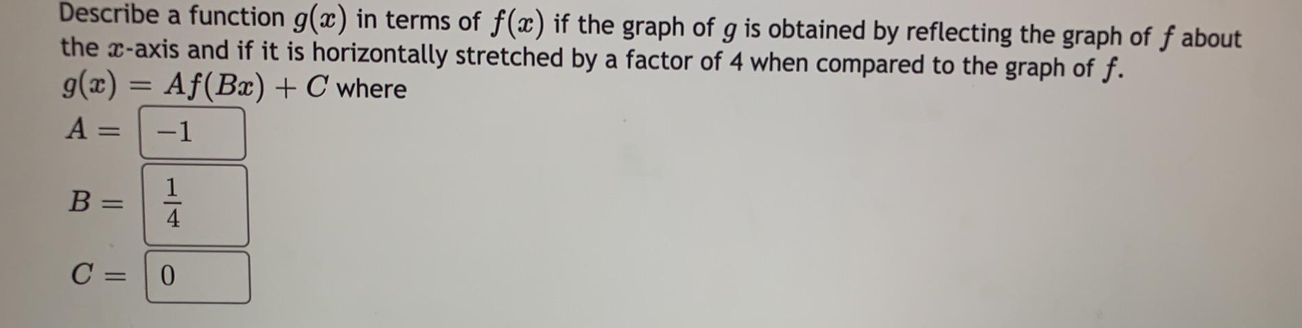 Solved Describe a function g(x) in terms of f(x) if the | Chegg.com