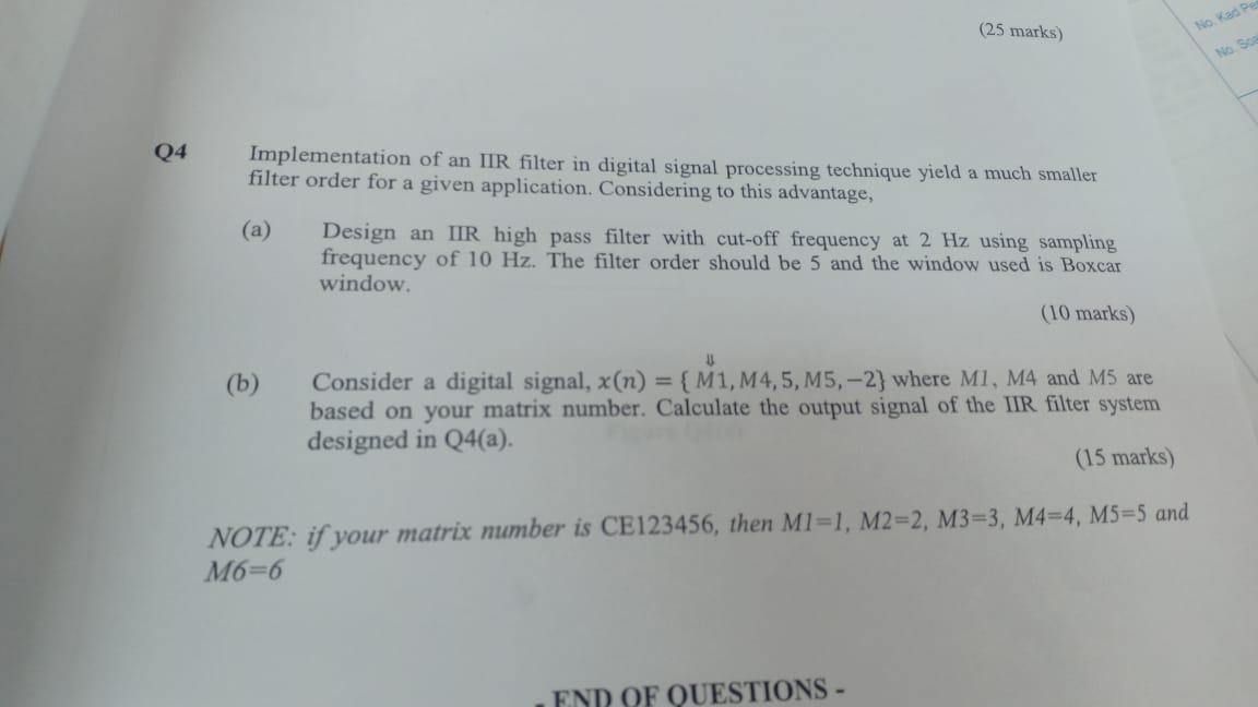Solved Implementation of an IIR filter in digital signal | Chegg.com