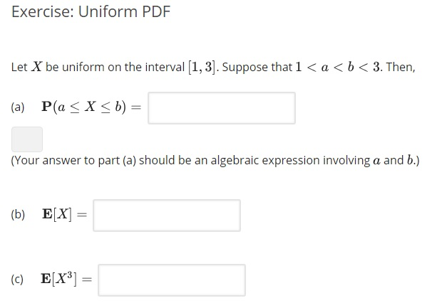 Solved Exercise: Uniform PDF Let X be uniform on the | Chegg.com