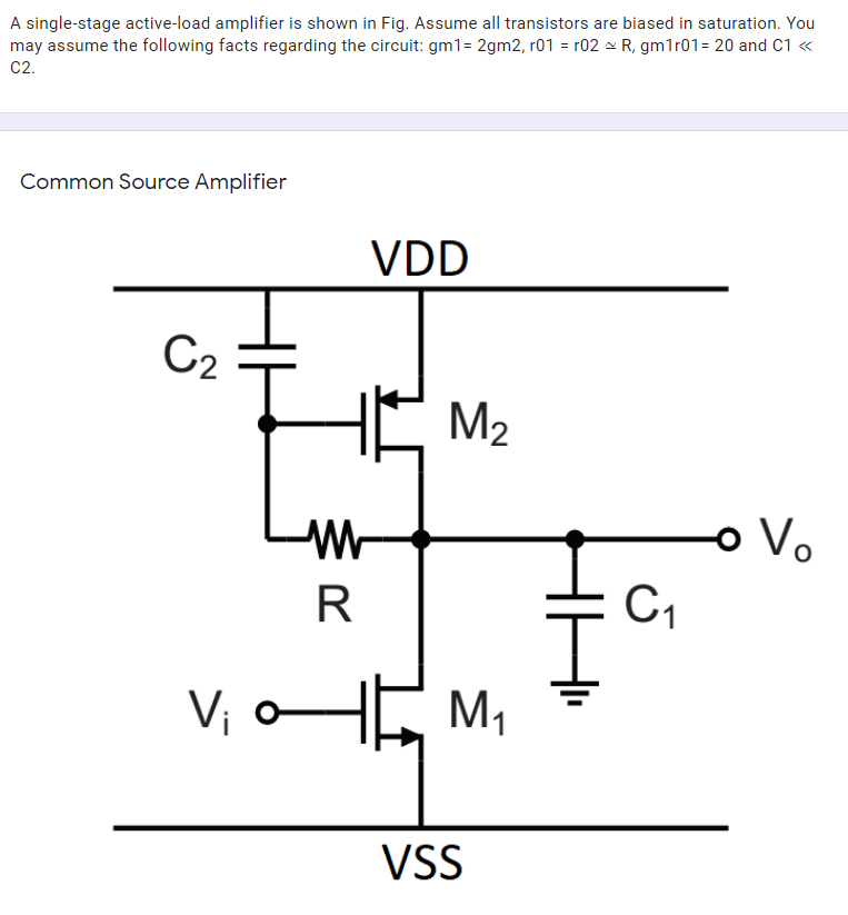 Solved A single-stage active-load amplifier is shown in Fig. | Chegg.com