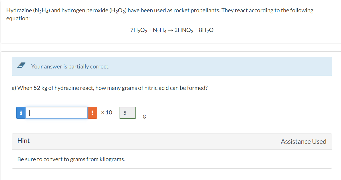 Solved Hydrazine (N2H4) and hydrogen peroxide (H2O2) have | Chegg.com