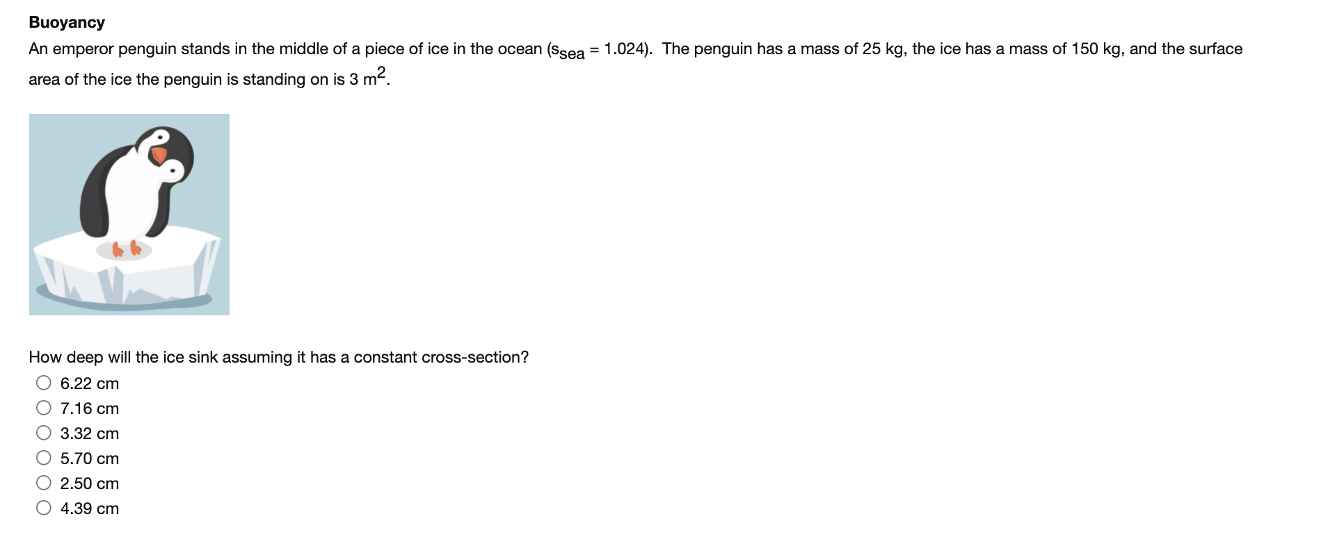 Solved Buoyancy An emperor penguin stands in the middle of a | Chegg.com